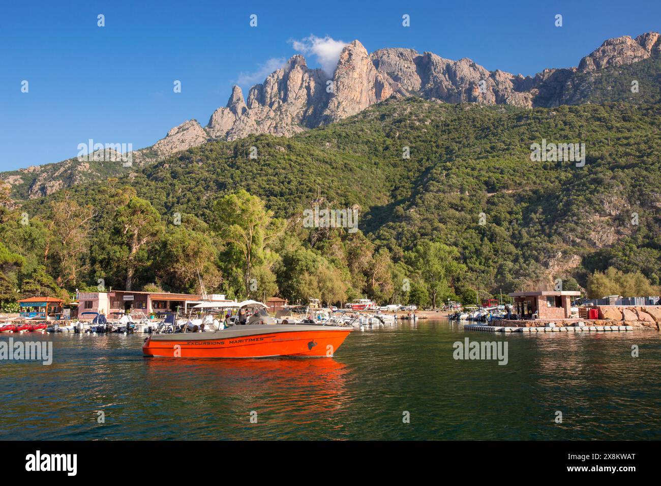 Porto, Corse-du-Sud, Corsica, France. Evening view across the Porto ...