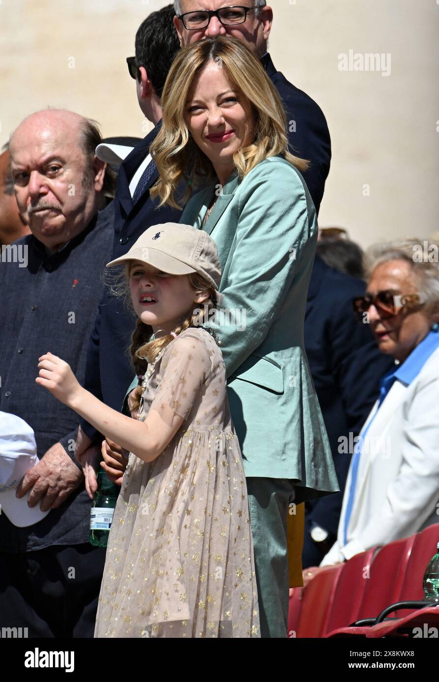 Italian Prime Minister Giorgia Meloni and her daughter Ginevra attend ...