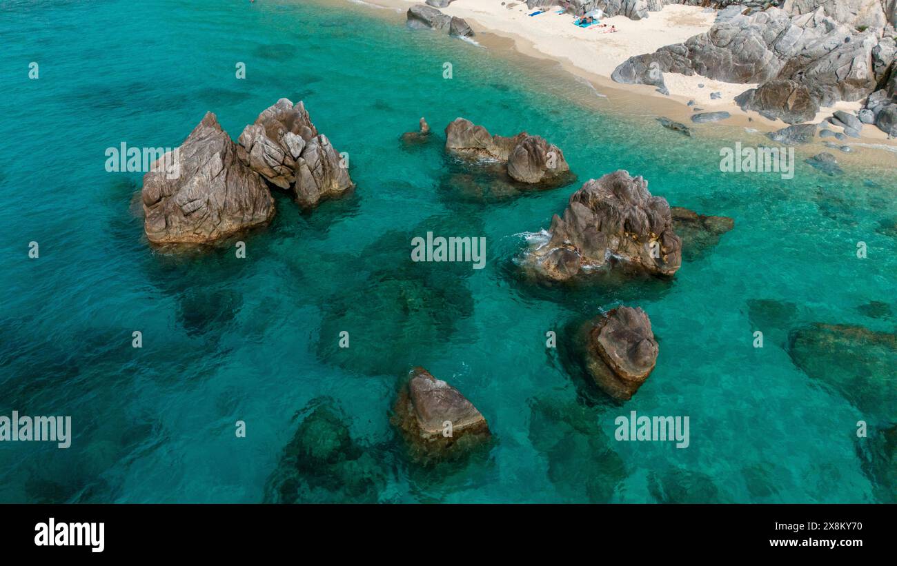 Aerial view of Michelino beach in Parghelia, Tropea. Calabria. Italy ...