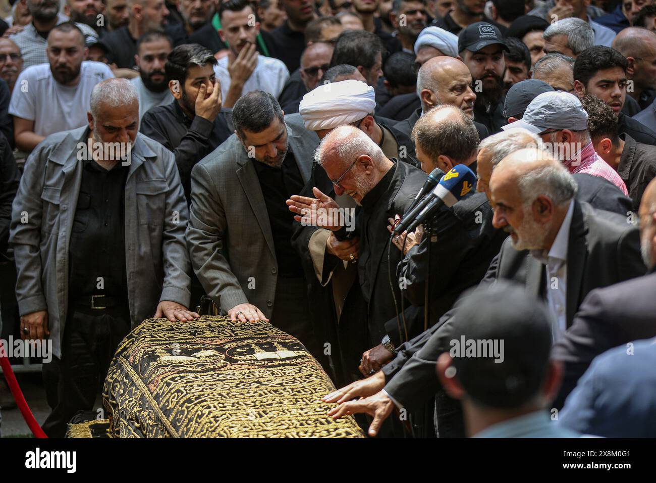 26 May 2024, Lebanon, Beirut: Abdel Karim Nasrallah (C), father of Pro ...