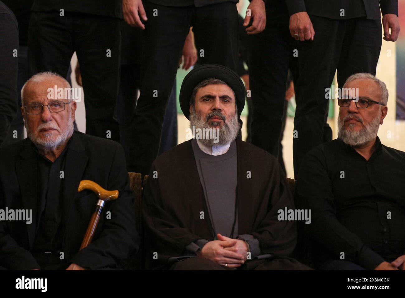 26 May 2024, Lebanon, Beirut: (L-R) Abdel Karim Nasrallah, Hachem Saffieddine, and Jaafar ...