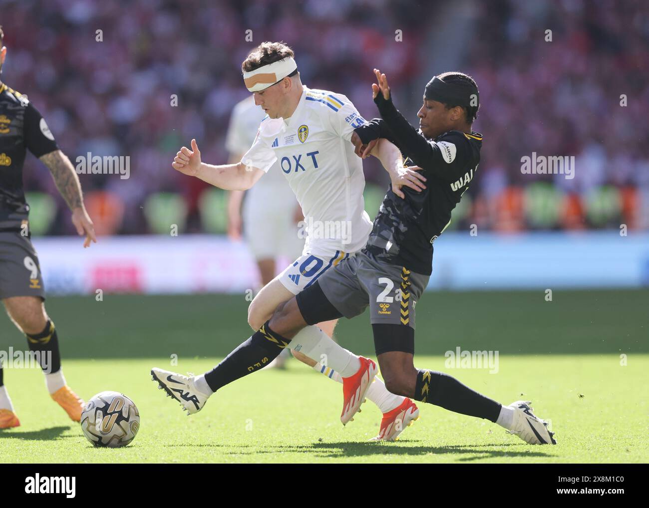 London, UK. 26th May, 2024. Head injuries patched up Daniel James of ...