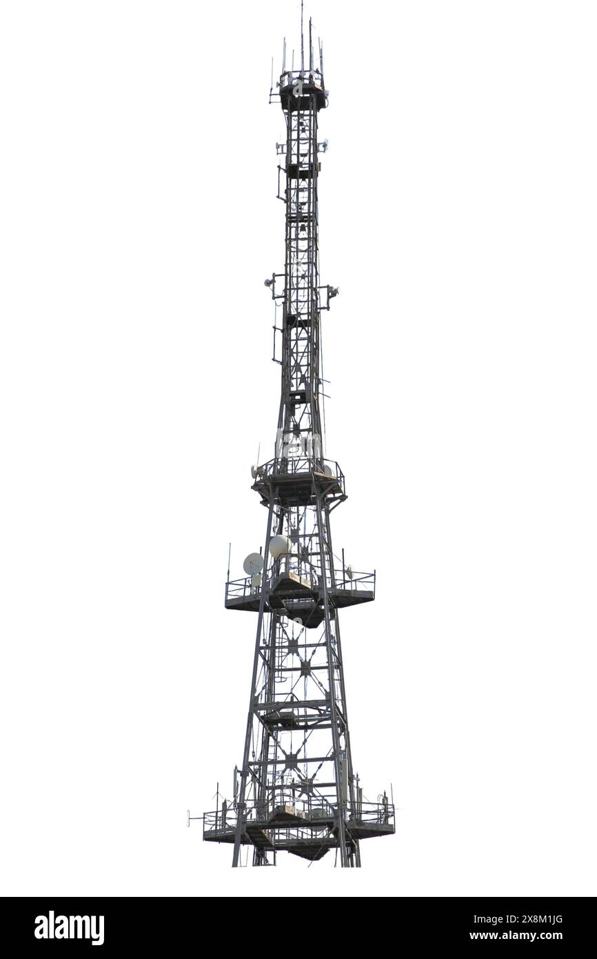 Cell phone tower isolated white background Stock Photo - Alamy