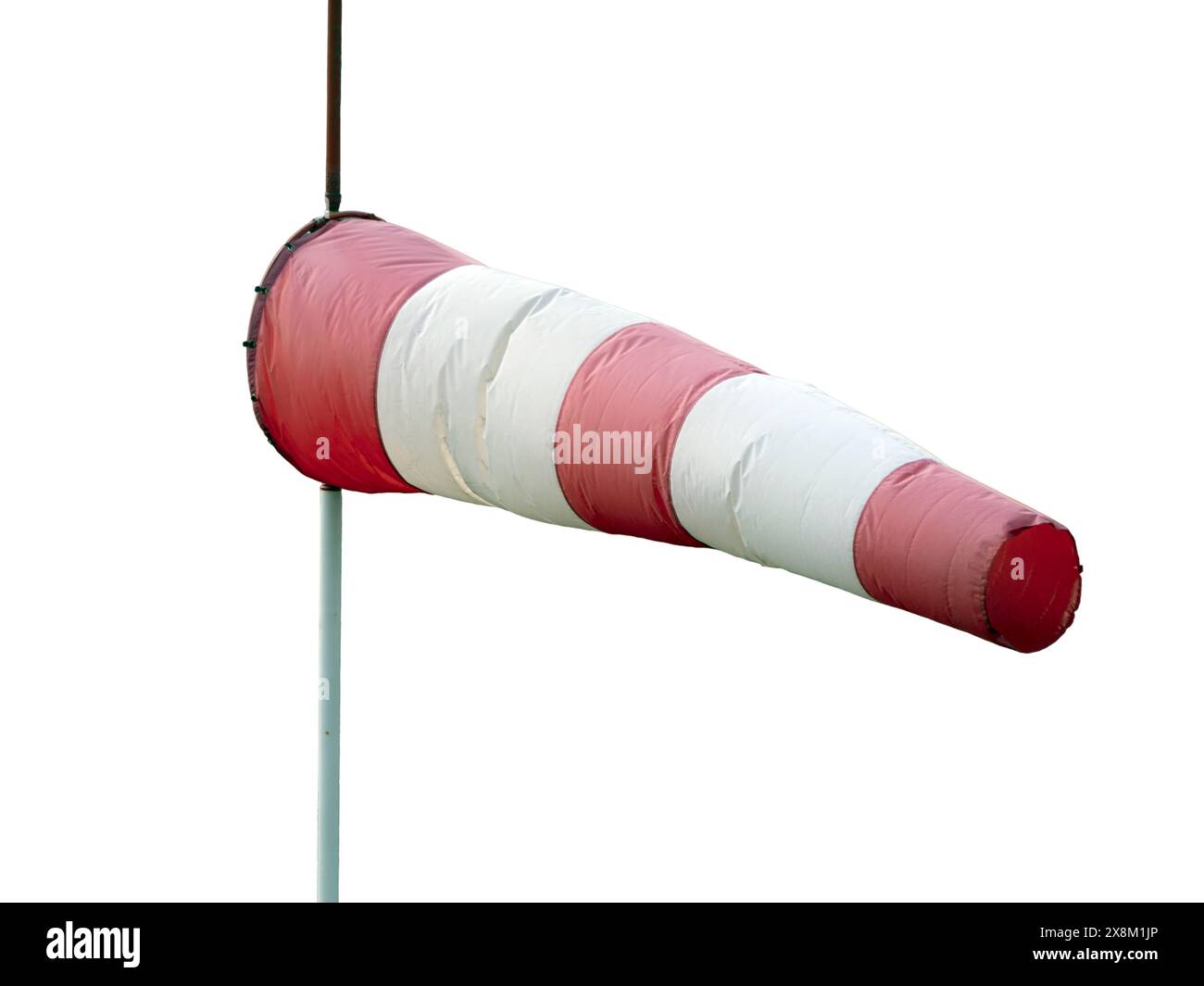 Windsock indicator of wind on runway airport isolated on a white ...