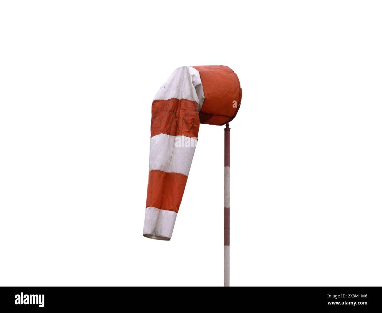 Windsock indicator of wind on runway airport isolated on a white ...