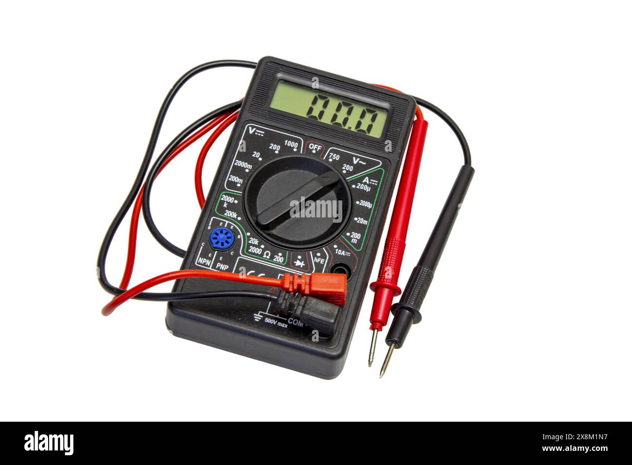 Multimeter device for measuring electricity isolated on a white ...