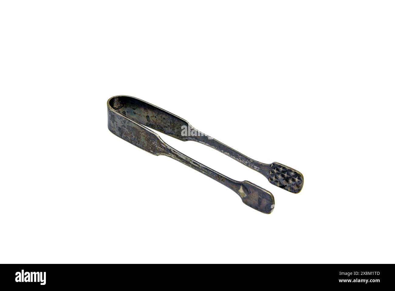 Stainless steel ice tongs isolated on white background Stock Photo - Alamy