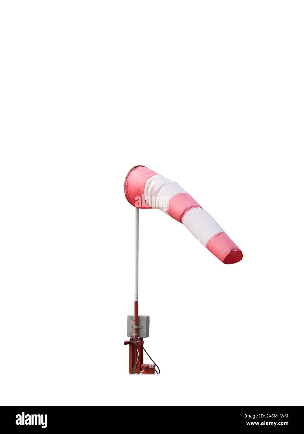 Windsock indicator of wind on runway airport isolated on a white ...