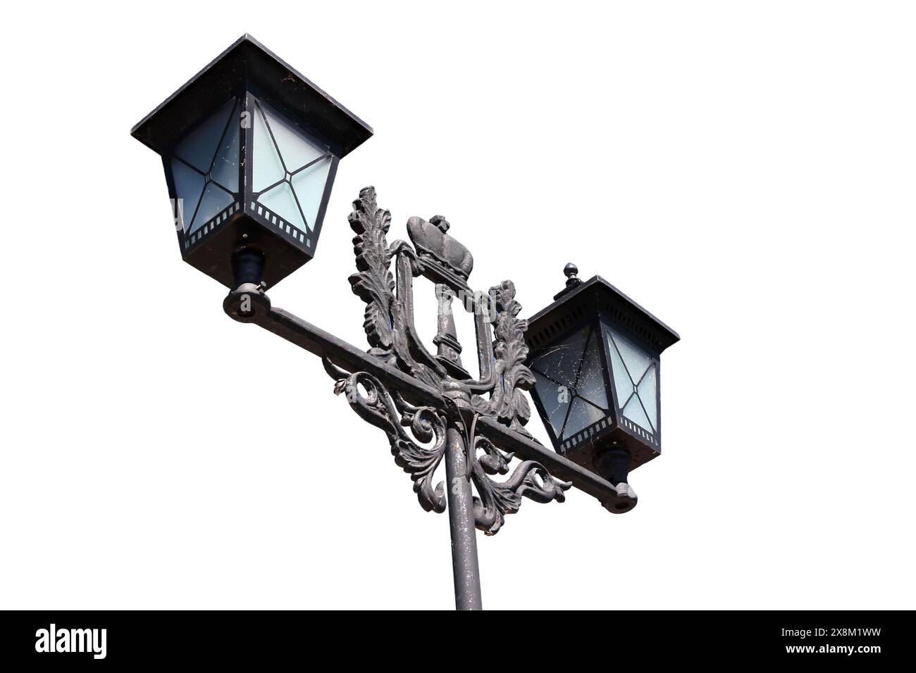 Metal street lamp isolated on a white background Stock Photo - Alamy
