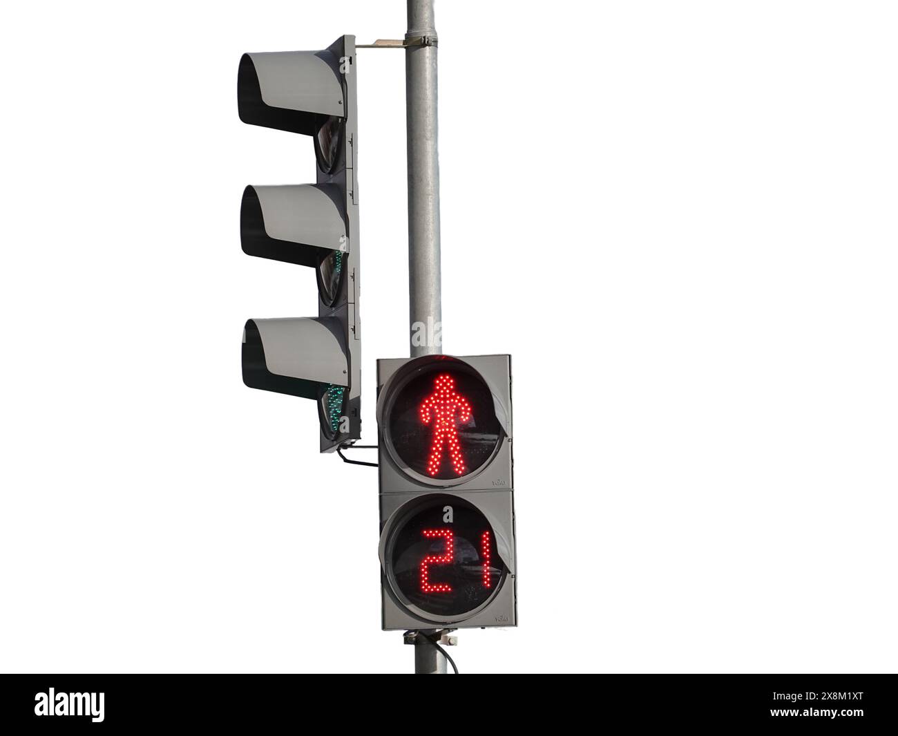 Pedestrian traffic light Red light stop sign isolated on a white ...