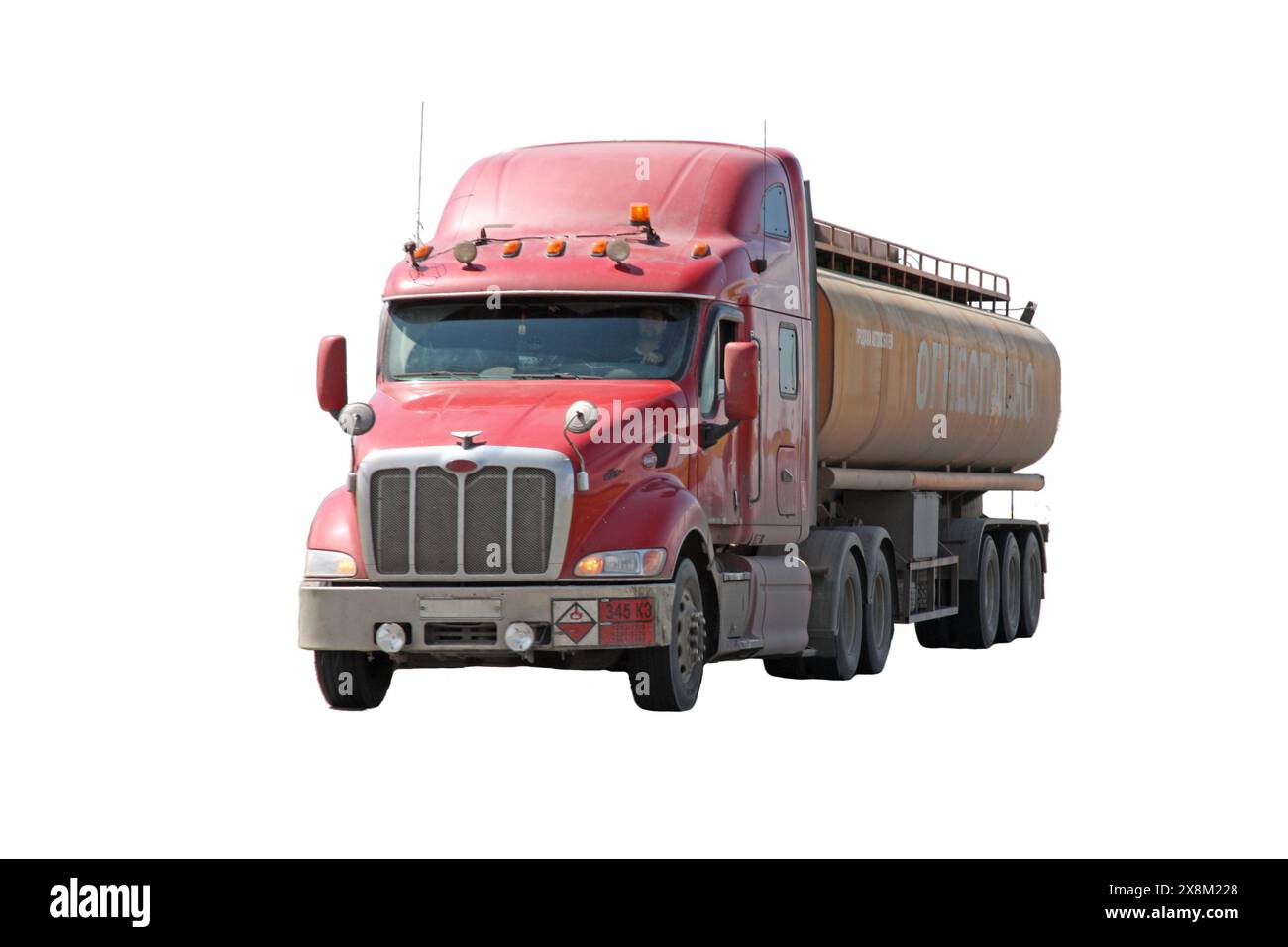 Car for transportation of heavy bulk cargo isolated on a white ...