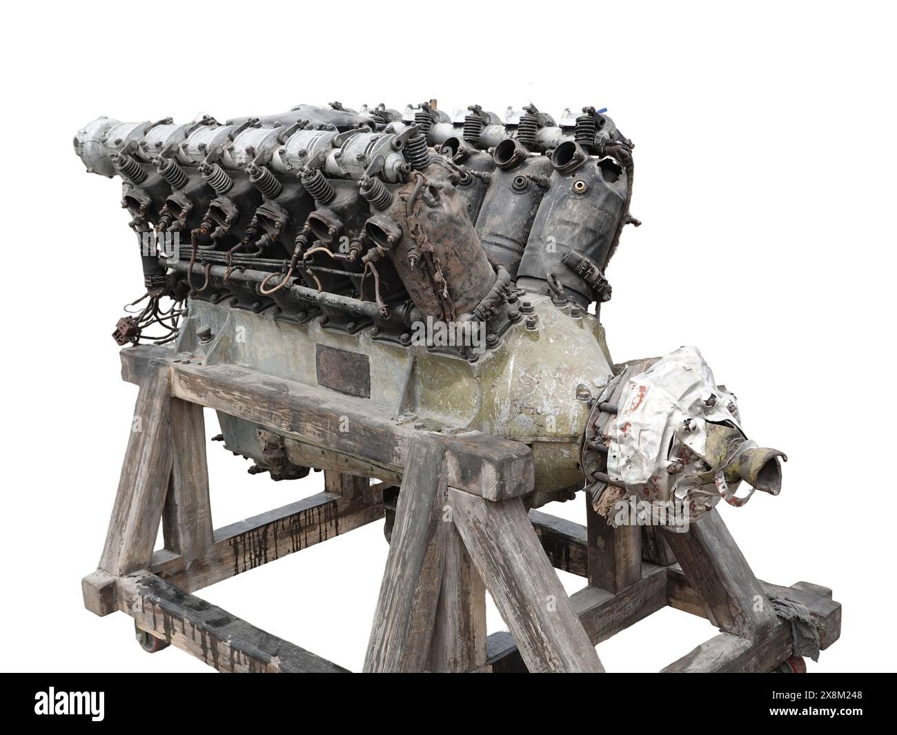 Aviation piston engine with arrangement of cylinders Isolated on white ...