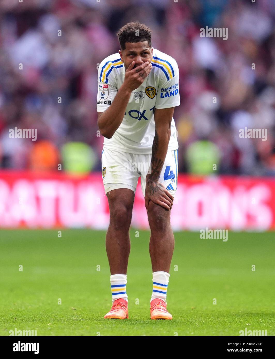 Leeds United's Georginio Rutter looks dejected following defeat in the ...
