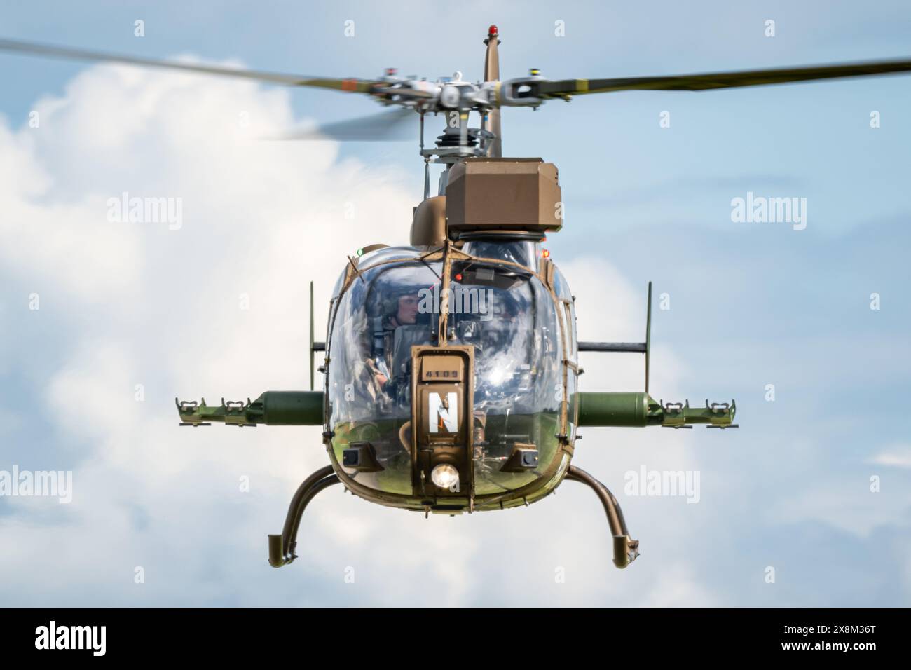 A Aérospatiale Gazelle military helicopter from the French Army Light ...