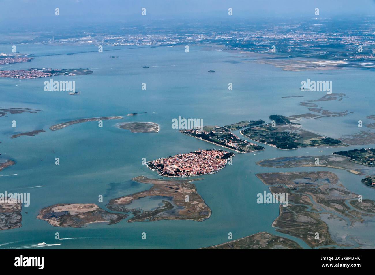 Italy, Veneto, venetian lagoon and Burano island, aerial view Stock ...