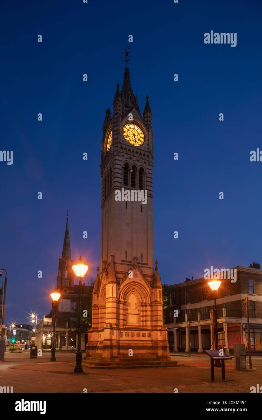 England, Kent, Gravesend, The Clock Tower at Night dated 1889 Stock ...