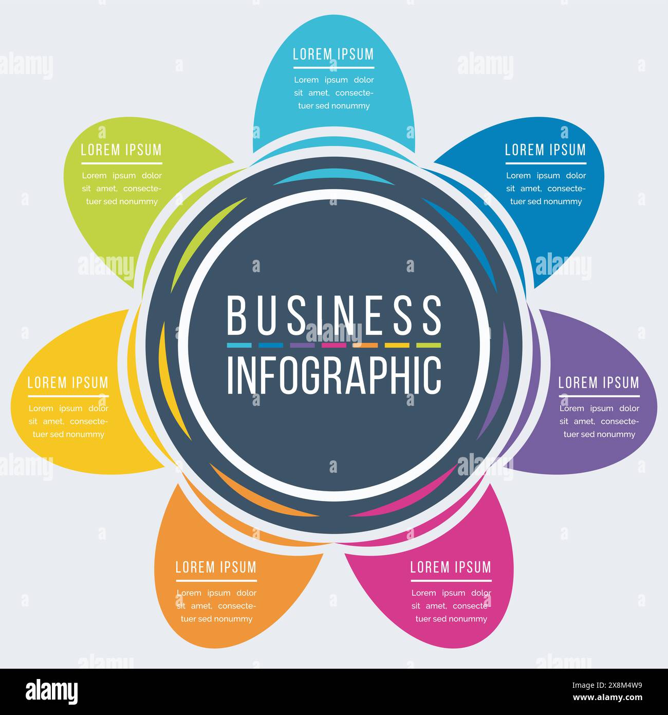Business infographic design 7 steps, objects, elements or options ...