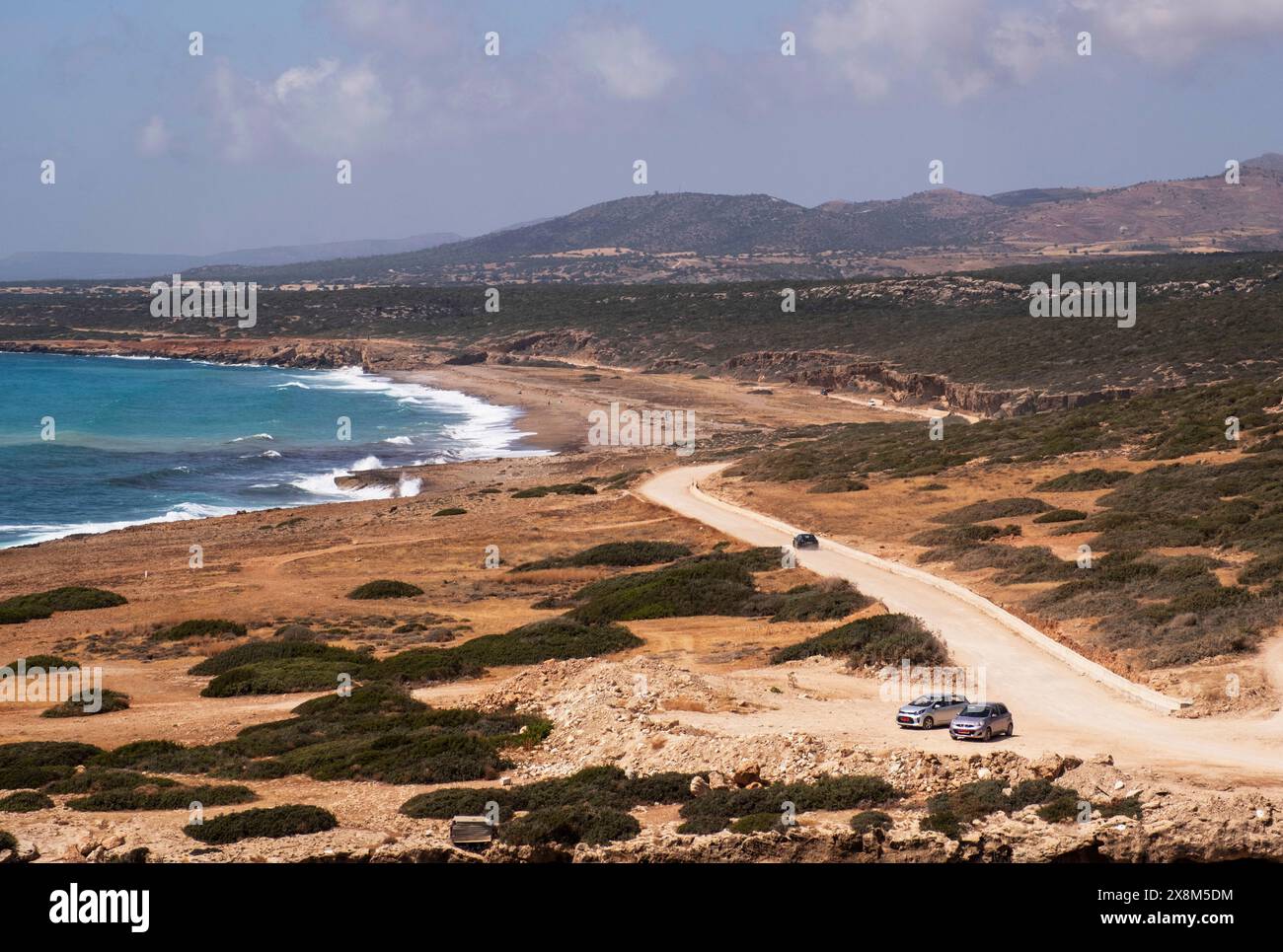 View looking west along the road to the Akamas Peninsula, Akamas Nature ...