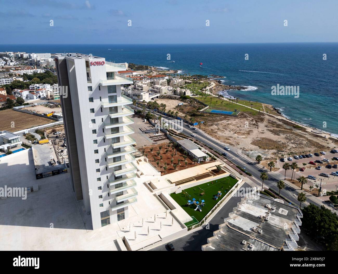 Aerial view of the Soho Resort apartment block built by Korantina Homes ...