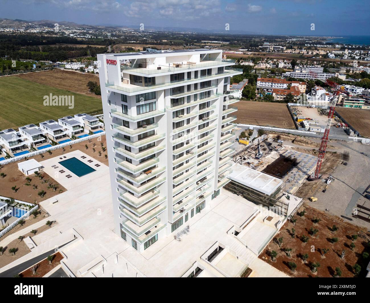 Aerial view of the Soho Resort apartment block built by Korantina Homes ...