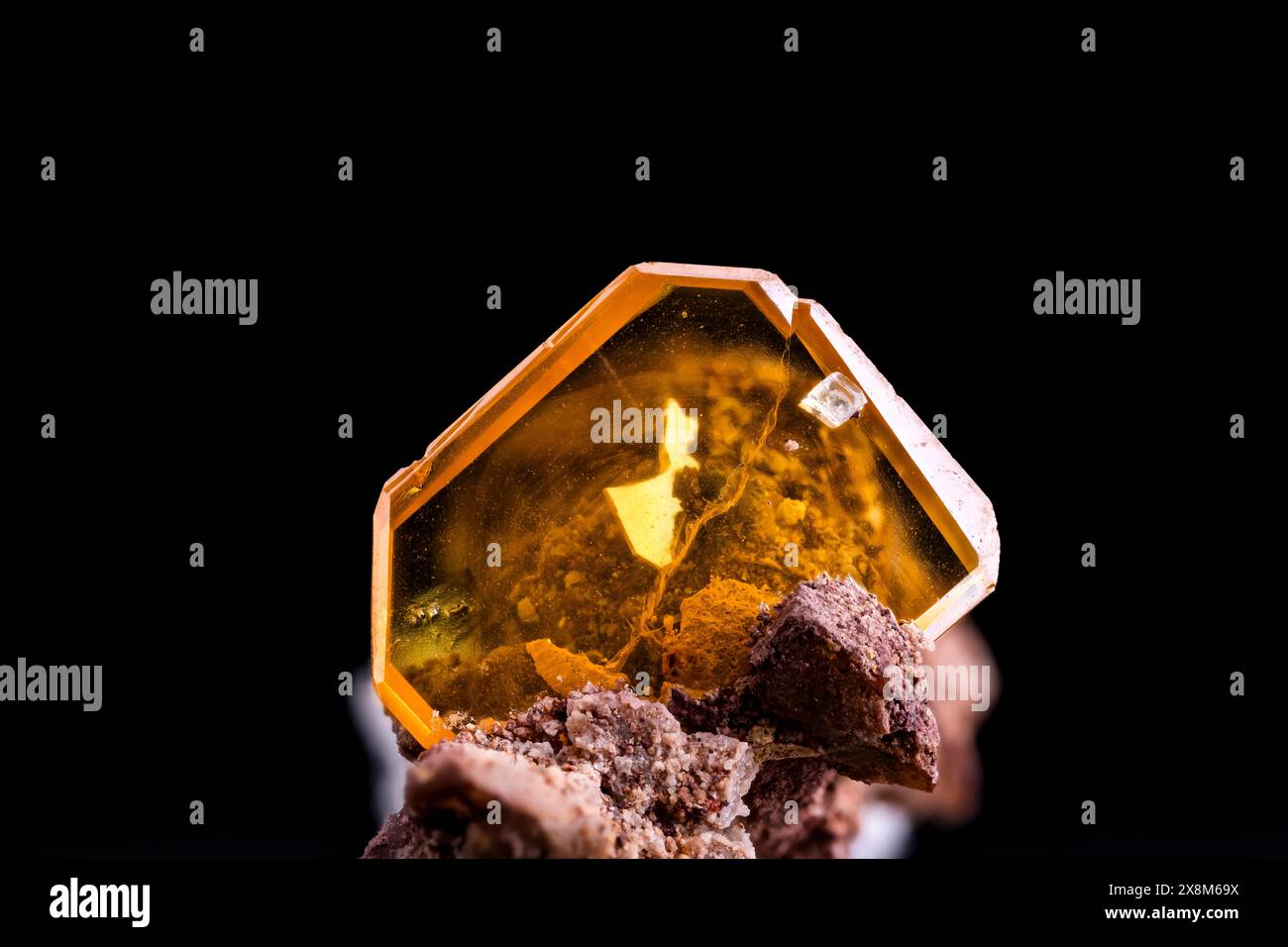 yellow, orange wulfenite. From USA. On black background Stock Photo - Alamy