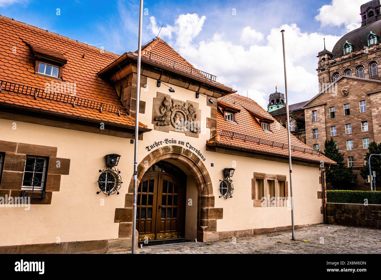Nurnberg, Germany - 29 August 2022: Ancient building facade in old city ...