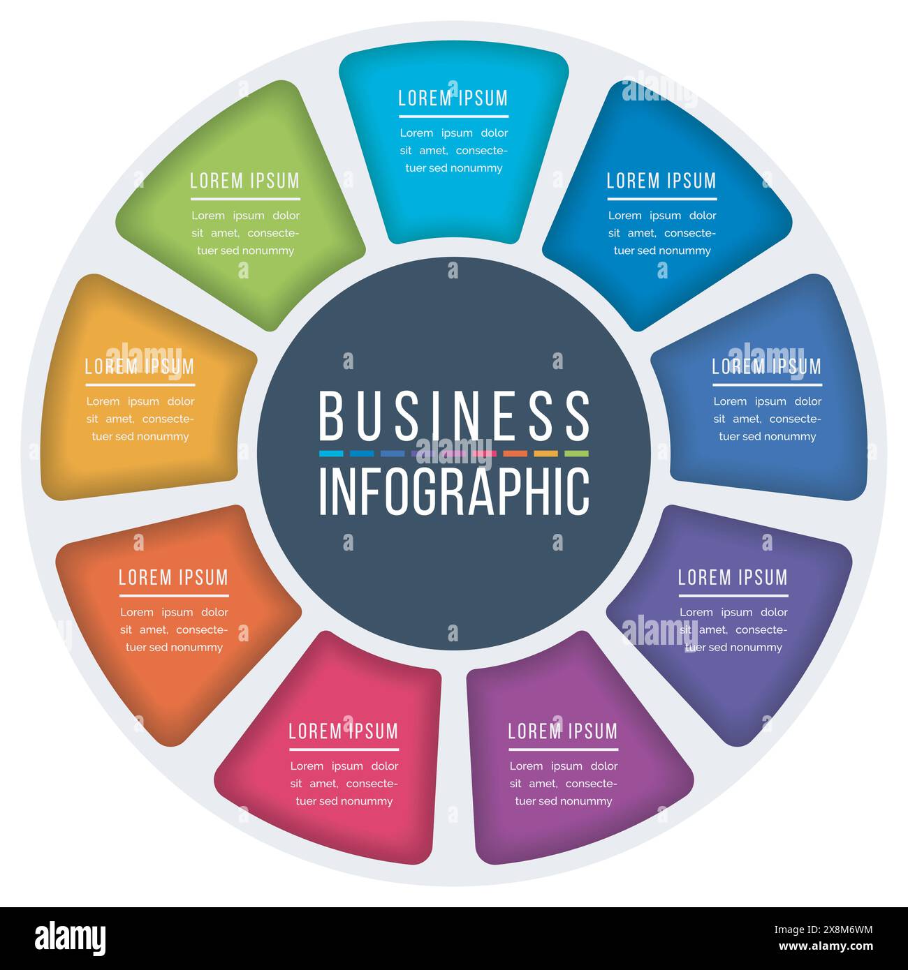 Infographic circle design 9 Steps, objects, elements or options ...