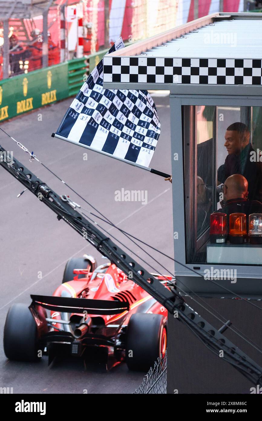 Monte Carlo, Monaco. 26th May, 2024. Kylian Mbappe waves the chequered ...