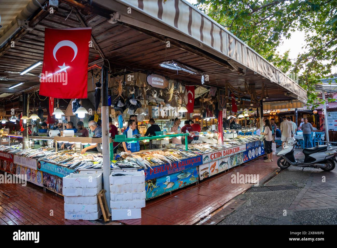 Fethiye, Turkey - May 11, 2024: People visit Fathiye Fish Market of old ...