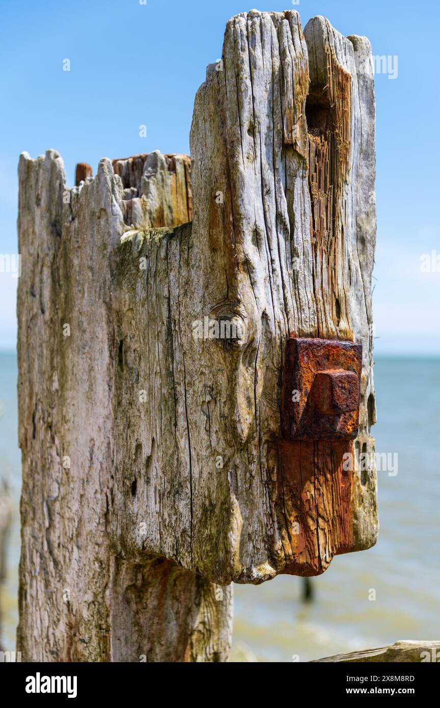 Worn groyne post head hi-res stock photography and images - Alamy
