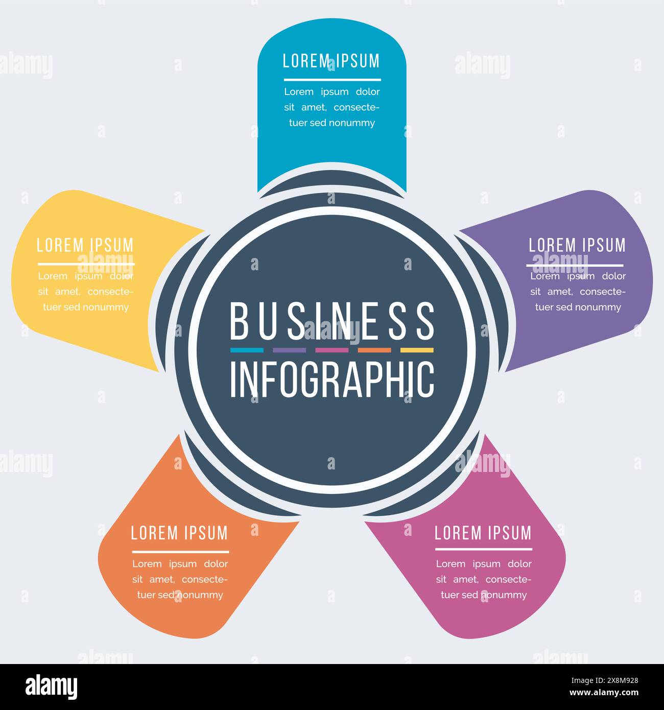 Infographic design colorful 5 steps, objects, elements or options ...