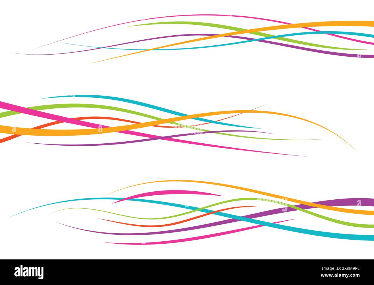 Set of abstract color curved lines. Wave design element. Vector ...