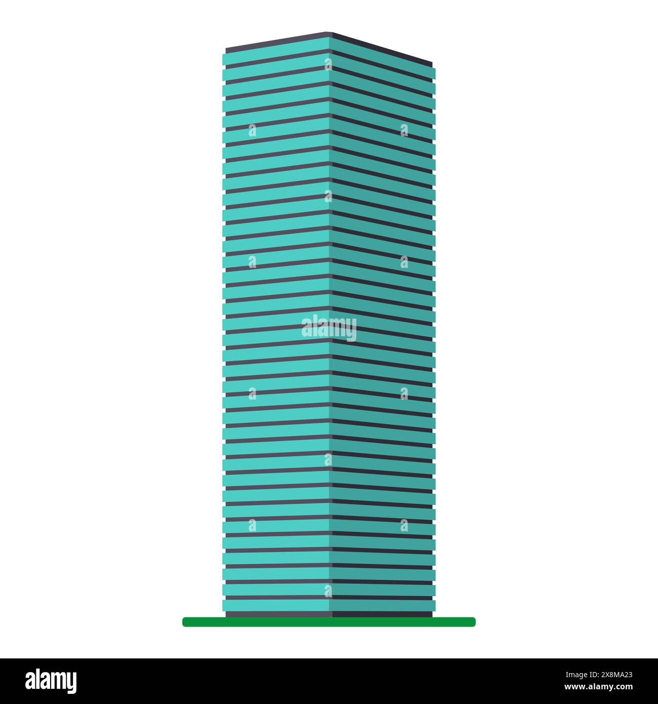 A modern high-rise building on a white background. View of the building ...