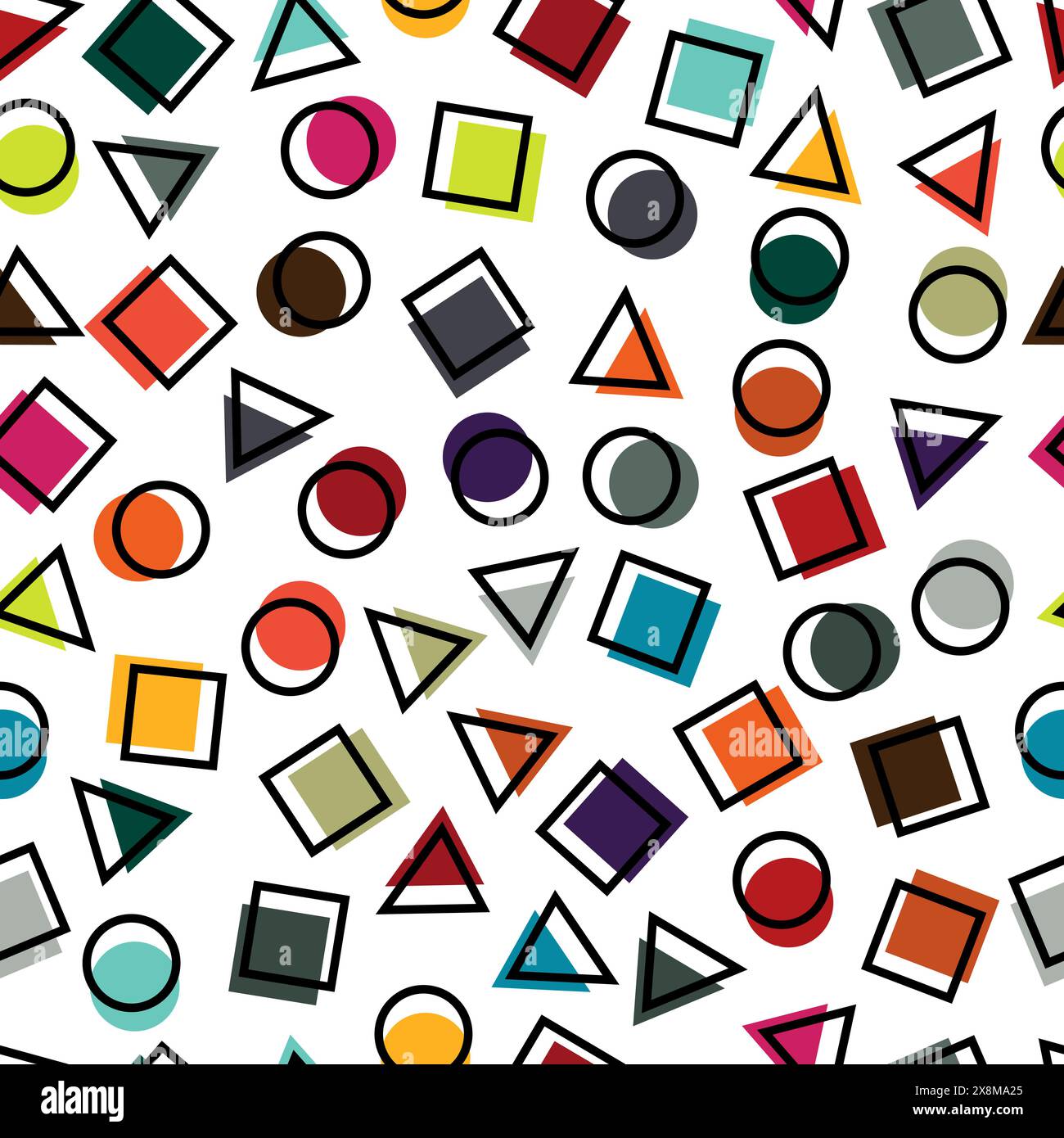 Seamless primitive geometric patterns for tissue and postcards. Trendy geometric elements ...