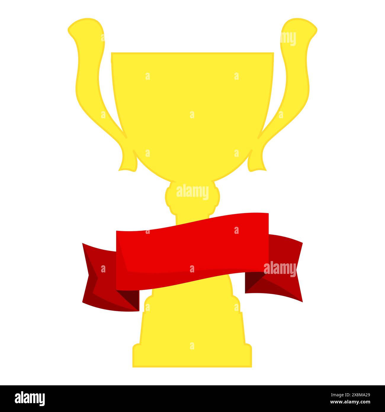 Champion cup in gold with red ribbon and incription winner ...