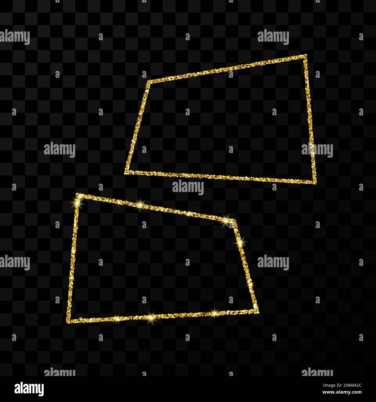 Gold rectangle frame. Two modern shiny frames with light effects ...