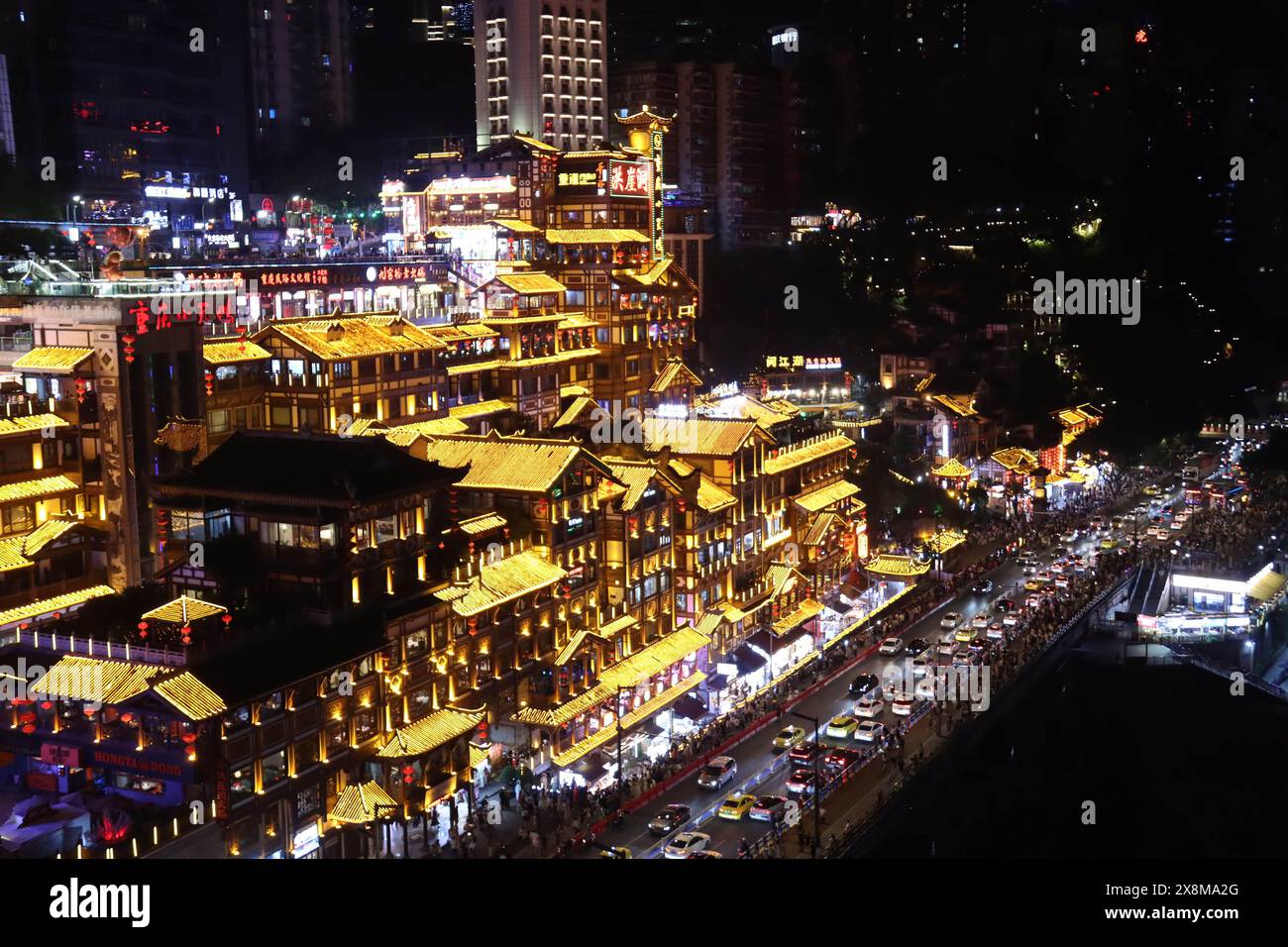 Chongqing China 26th May 2024 A Night View Of Hongya Cave Scenic