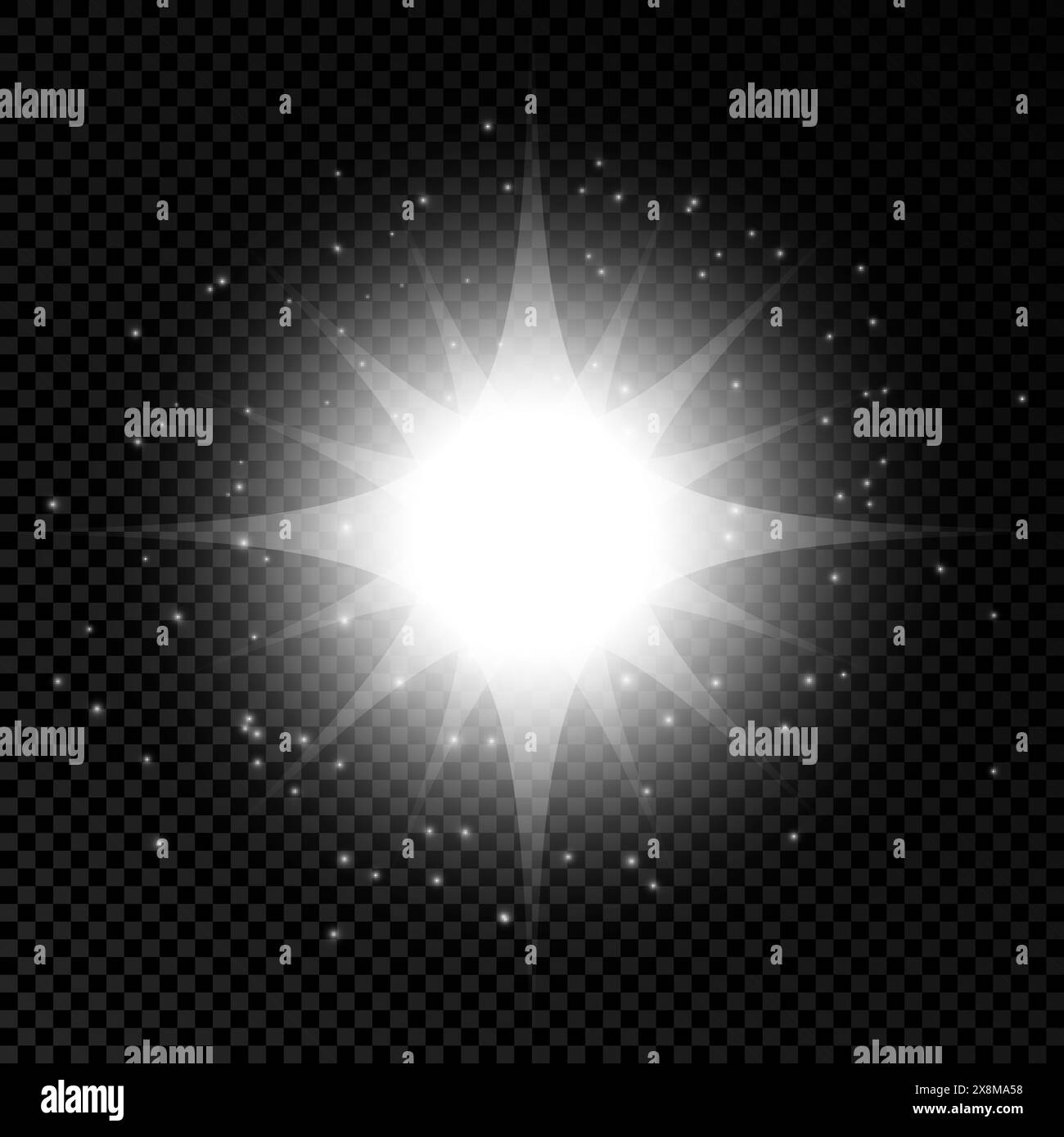 Light effect of lens flares. White glowing lights starburst effects with sparkles on a ...