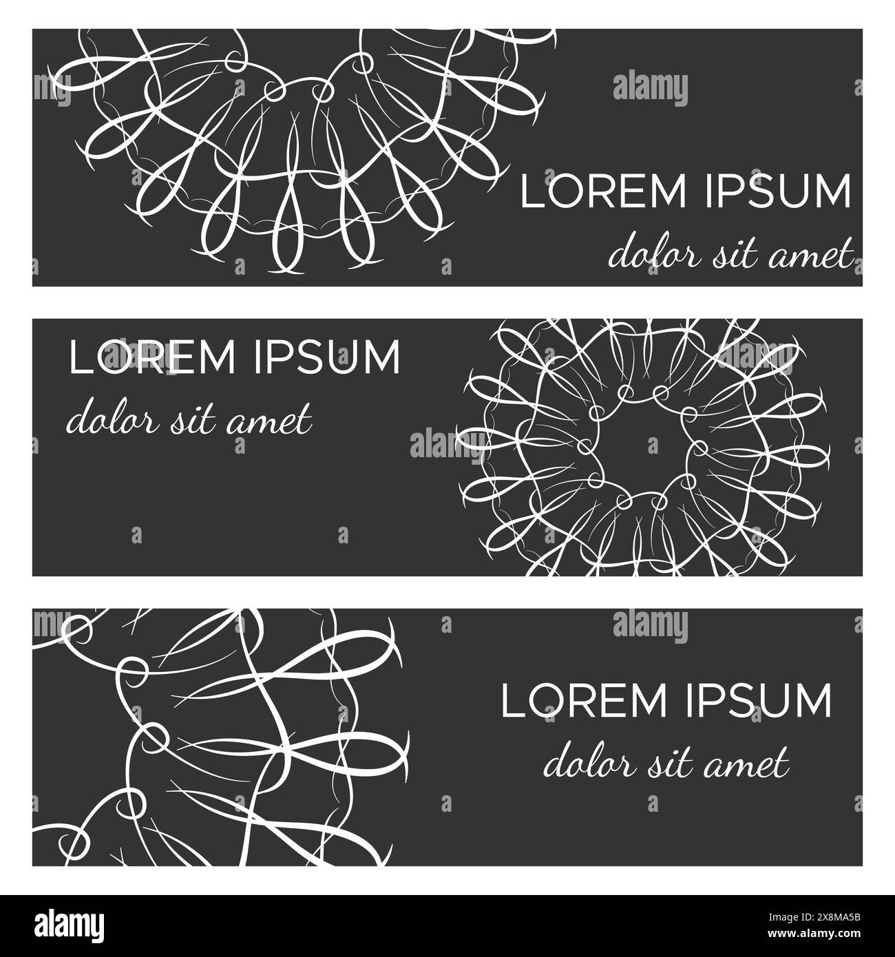 Set of abstract horizontal header banners with geometric circular ...