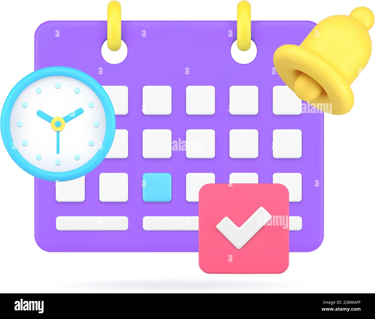 Time management deadline agenda important meeting calendar reminder notification 3d icon ...