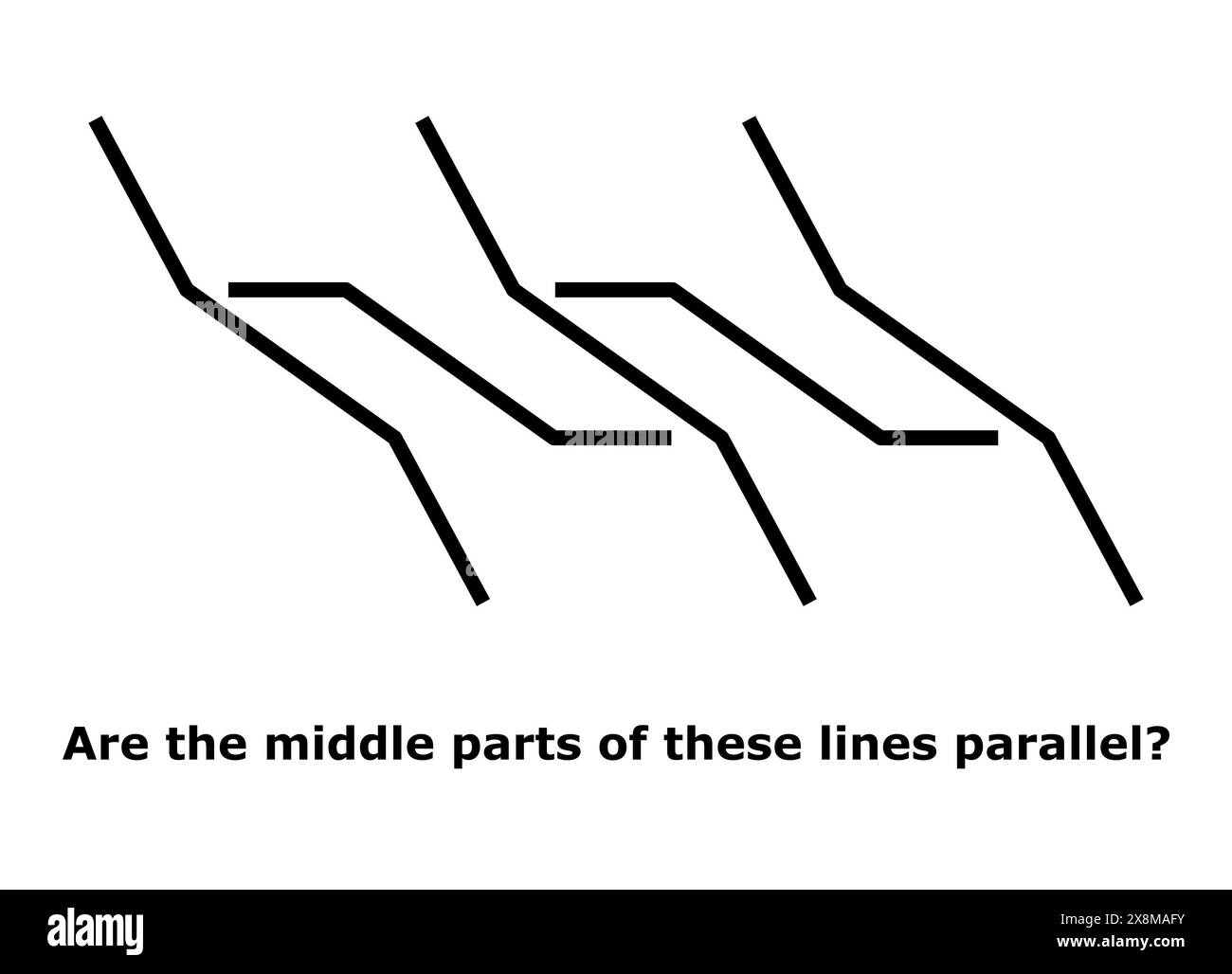 Optical illusion illustration. Parallel lines. Puzzle. Brain teaser ...