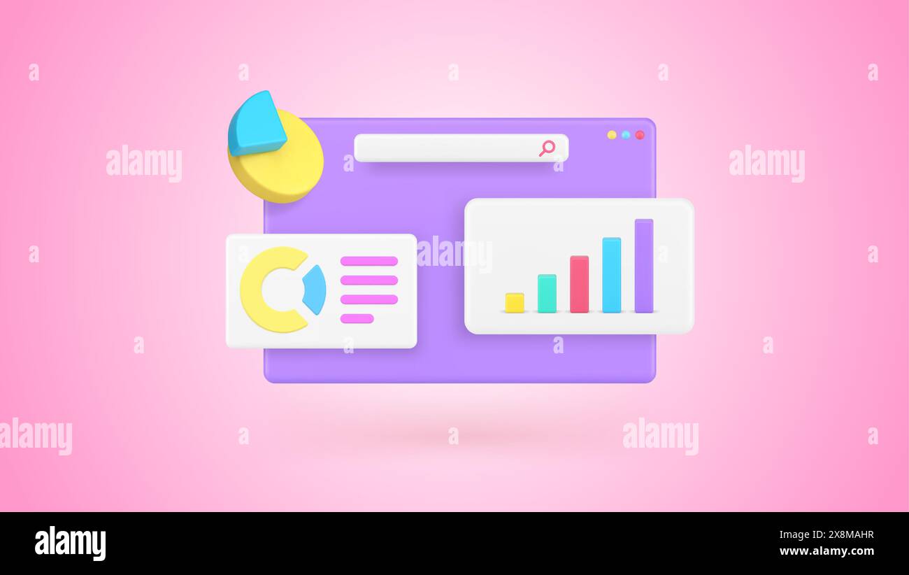 Business workflow data analyzing bar graph diagram internet browser 3d ...