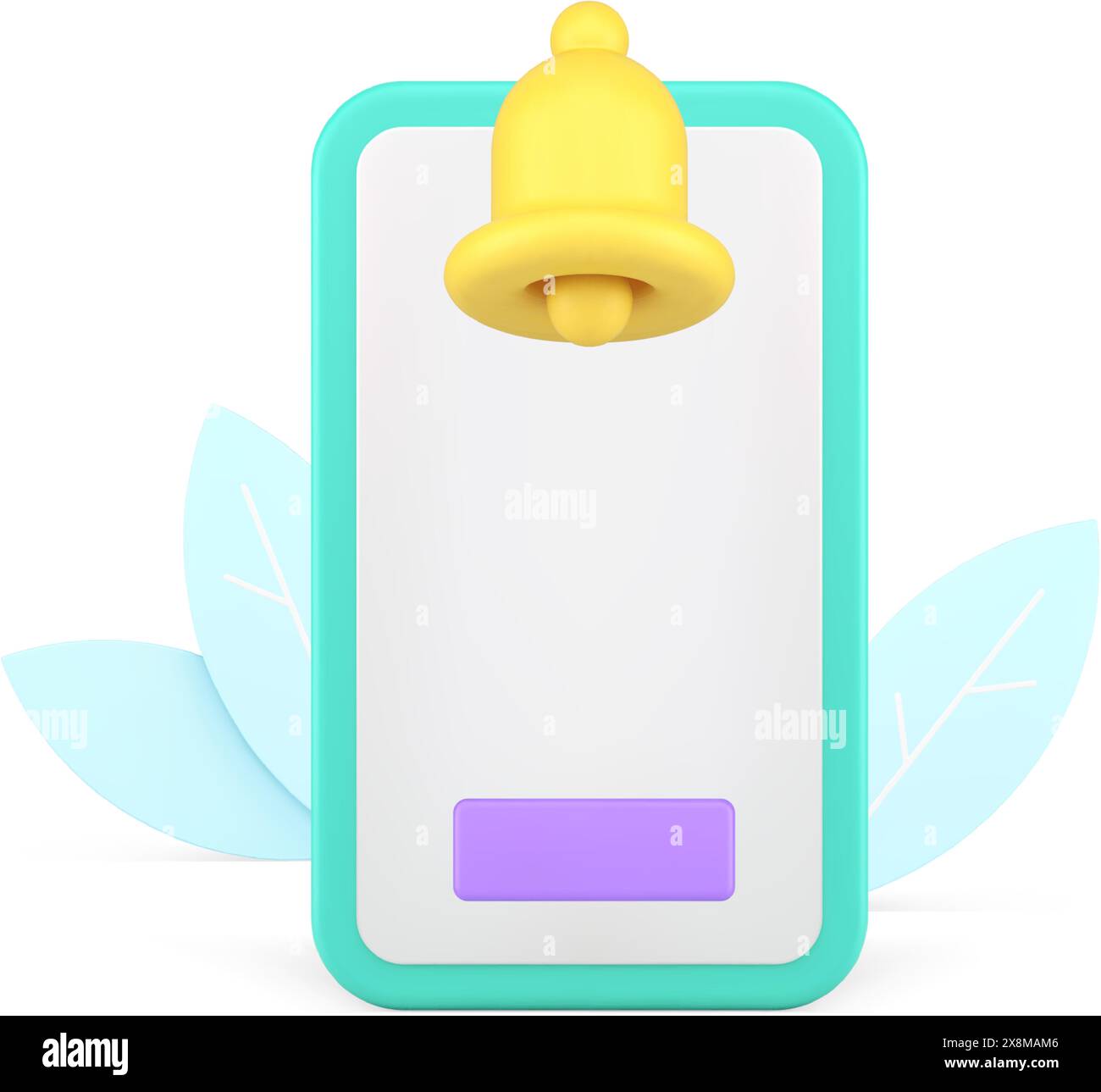 Smartphone reminder alert empty screen button ring bell 3d icon ...