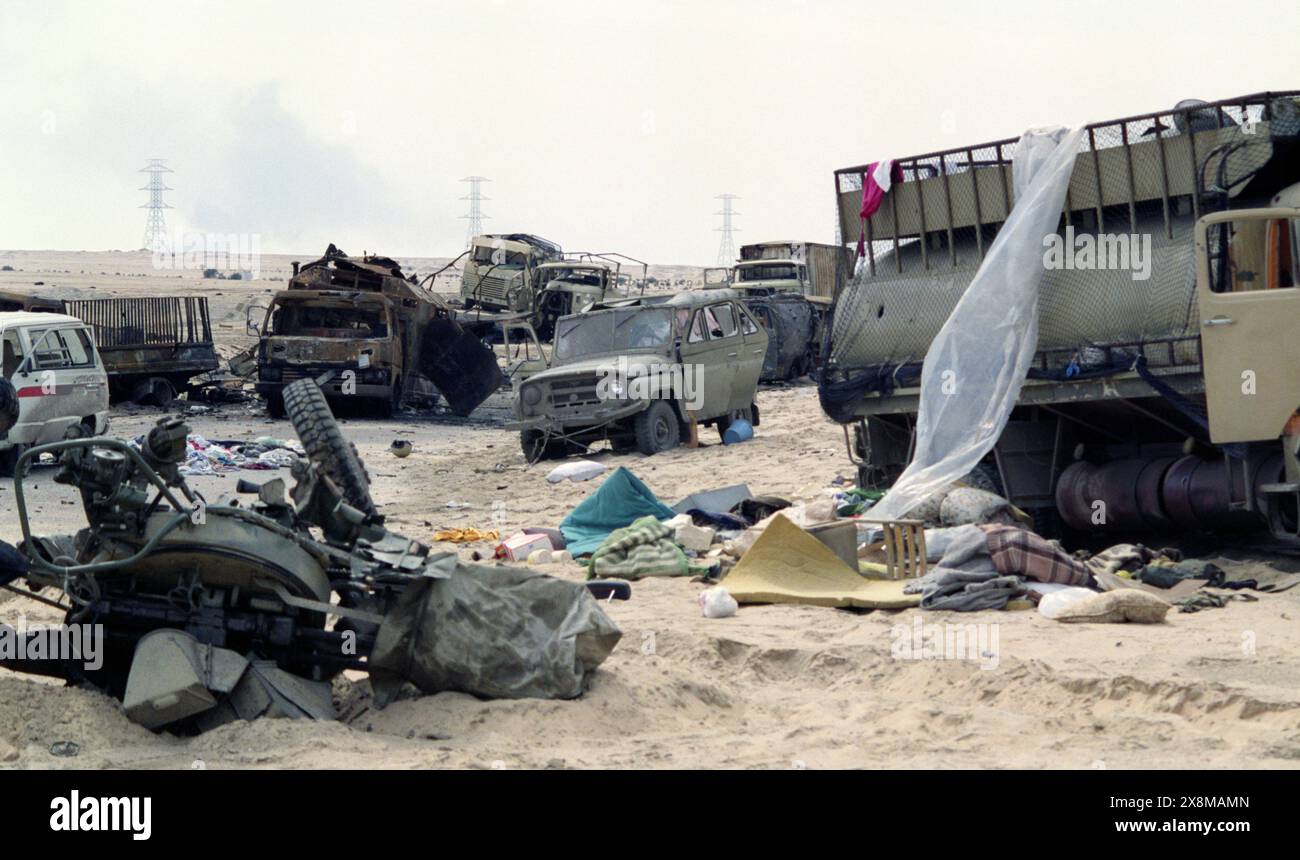 First Gulf War: 4th March 1991 Wrecked and burnt-out military vehicles ...