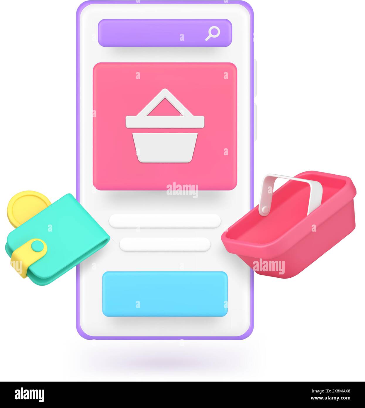 Online shopping goods browsing marketplace smartphone application 3d ...