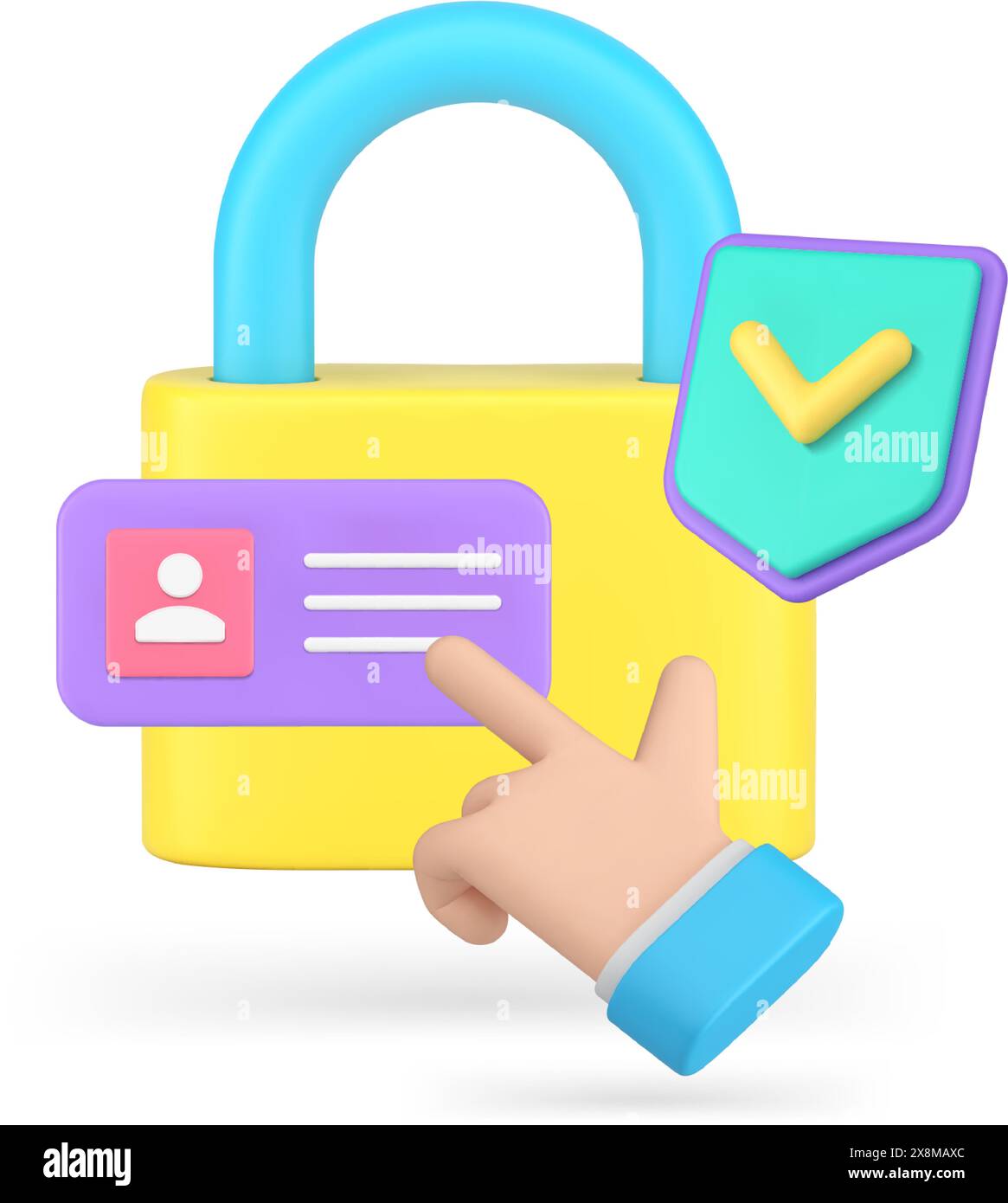 Personal data account protect access cyber security information safety 3d icon realistic vector ...