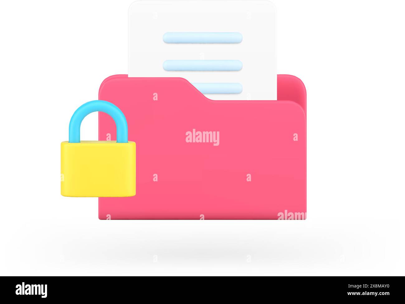 Document data folder archive storage protection business file organizing 3d icon realistic ...