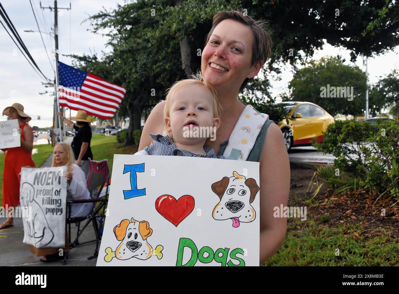 Cape Canaveral, Brevard County, Florida, USA. May 25, 2024. Protesters ...