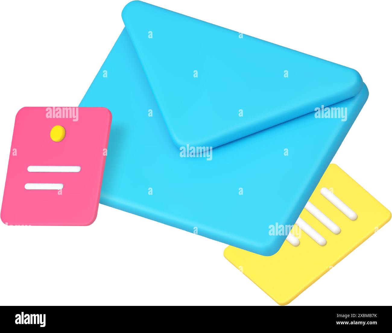 Postal service letter paper sheet with envelope mail send receive 3d ...