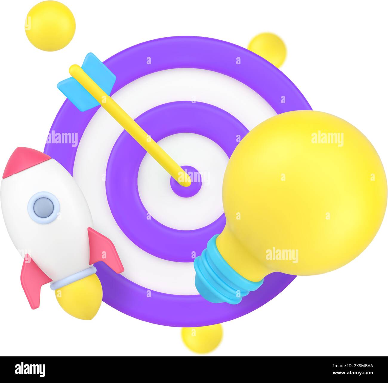 Startup business target innovation idea solution development 3d icon ...